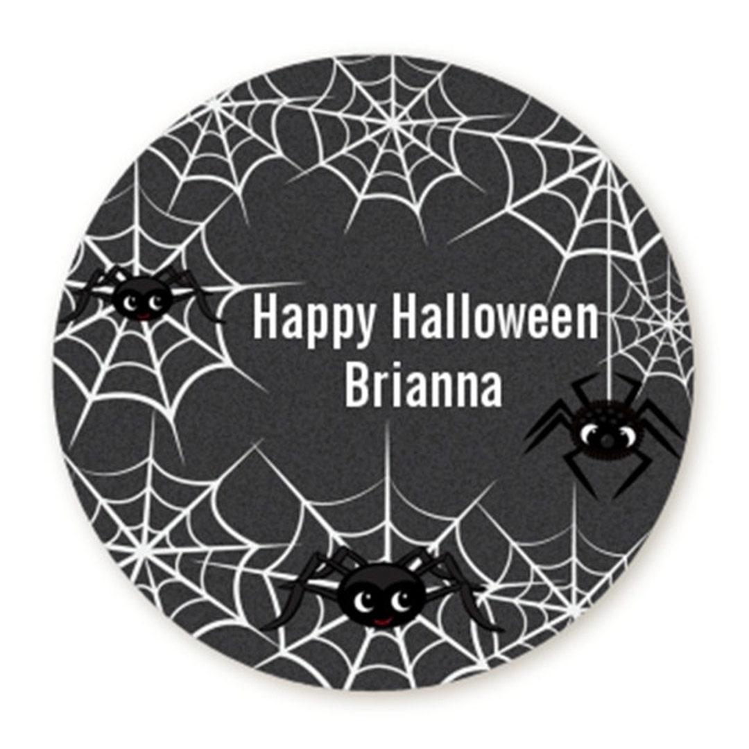 Spider Webs Personalized Round Halloween Sticker Labels - Etsy