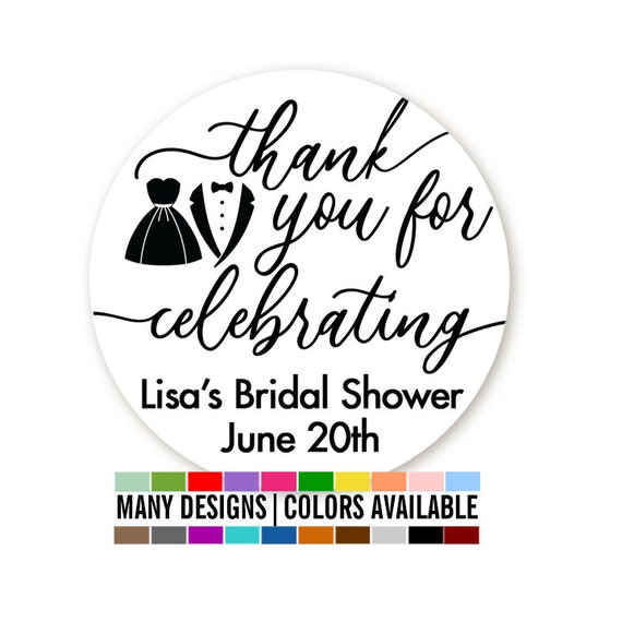 Thank You For Celebrating Bridal Shower Stickers - Personalized Round ...