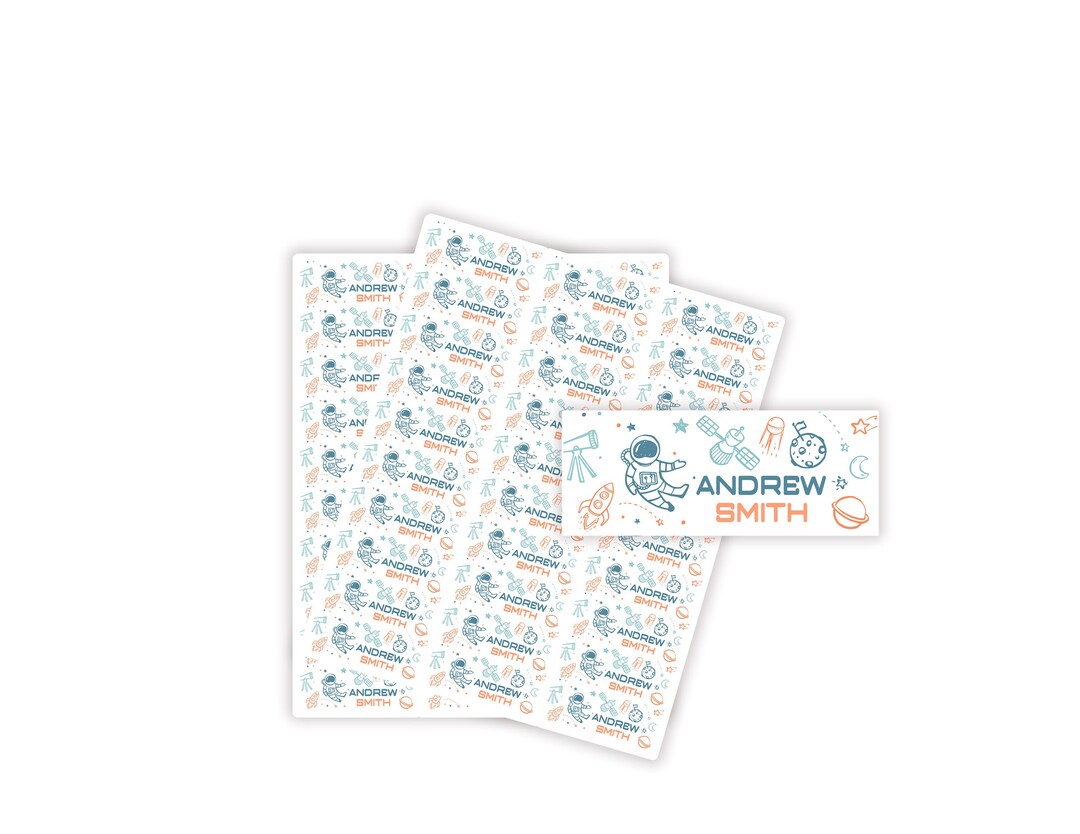 Astronaut Space Kid Name Labels, Name Tag Stickers, Waterproof Labels ...