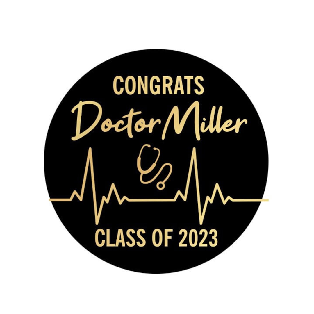 Graduation Favor Stickers Phd Degree Black & Gold Foil Doctoral Grad ...