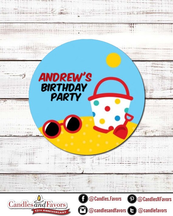 Beach Toys - Personalized Round Birthday Party Sticker Labels - by ...