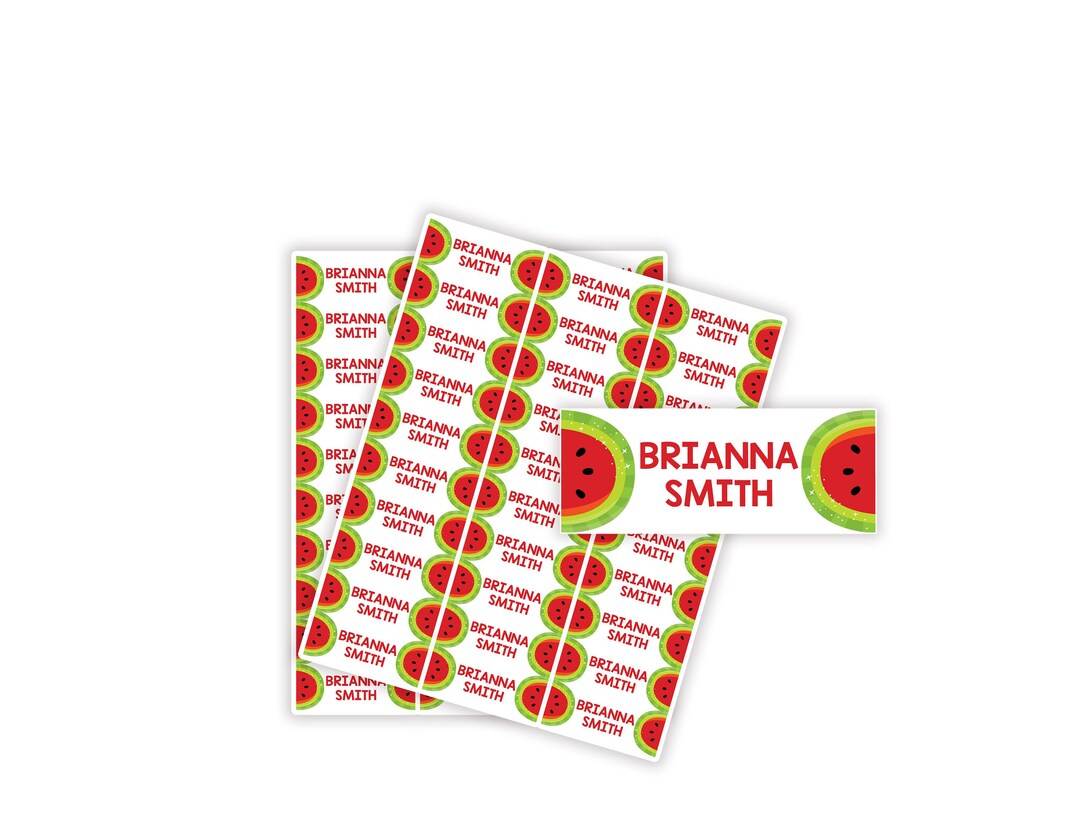 Watermelon Name Labels, Name Tag Stickers, Waterproof Labels for Kids ...