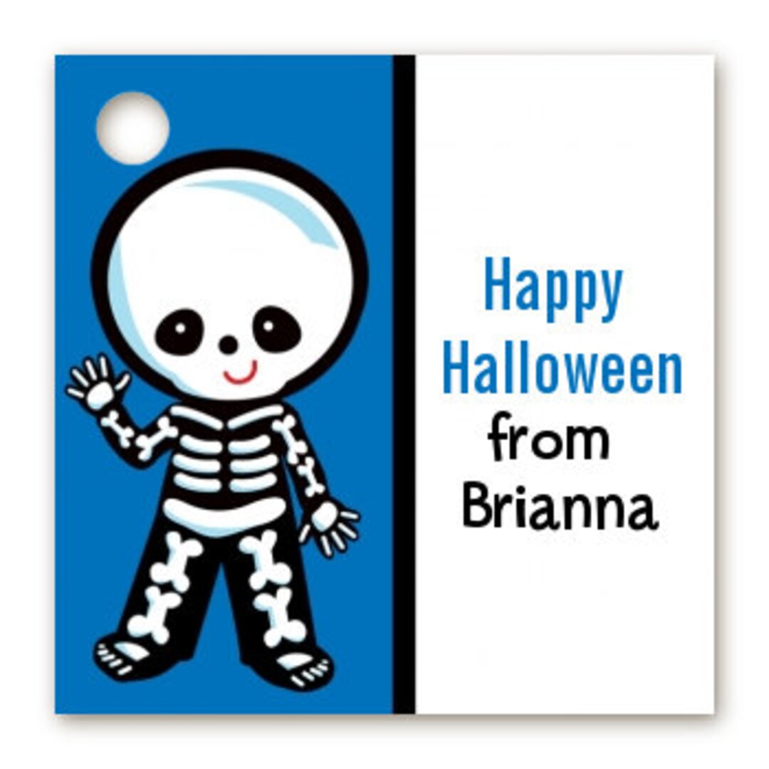 Skeleton Personalized Square Halloween Card Stock Favor Tags Available ...