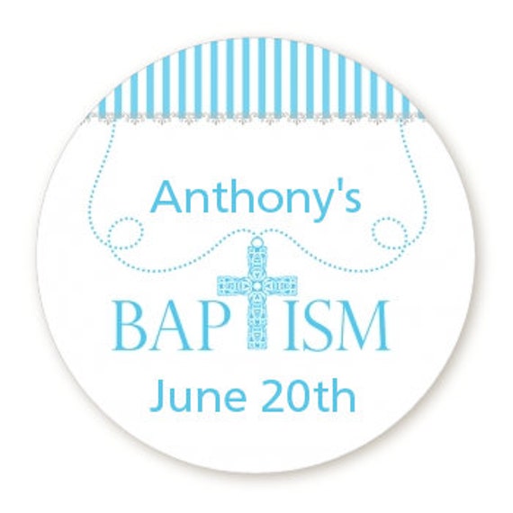 Cross Blue Necklace - Personalized Circle Round Baptism / Christening ...