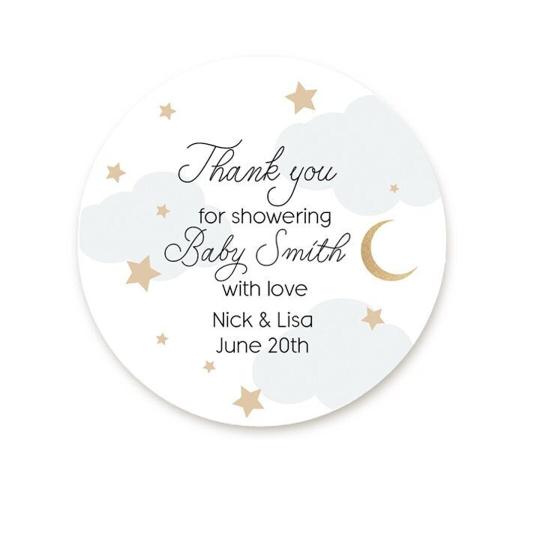 Cloud Moon Stars Baby Shower Thank You Stickers, Thank You for ...