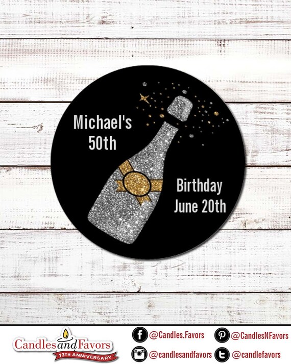 Champagne Bottle - Personalized Round Bridal Shower / Wedding Sticker ...