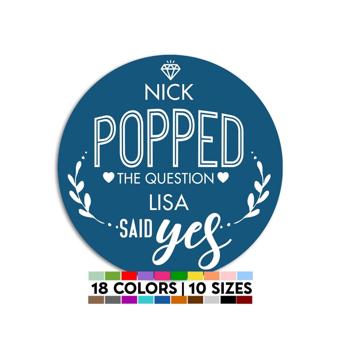 He Popped the Question Bridal Shower Stickers, Thank You Stickers ...