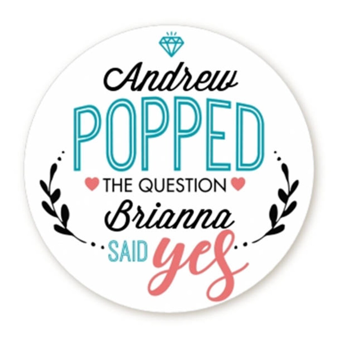 He Popped the Question Bridal Shower Stickers, Thank You Stickers ...