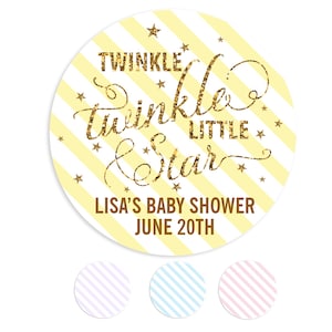 Twinkle Little Star Baby Shower Sticker Favors, Personalized Baby ...
