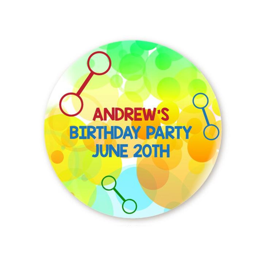 Blowing Bubbles Birthday Party Favor Stickers, Happy Birthday Labels ...