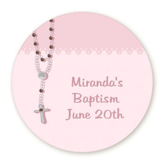 Pink Rosary Beads - Personalized Circle Round Baptism / Christening ...