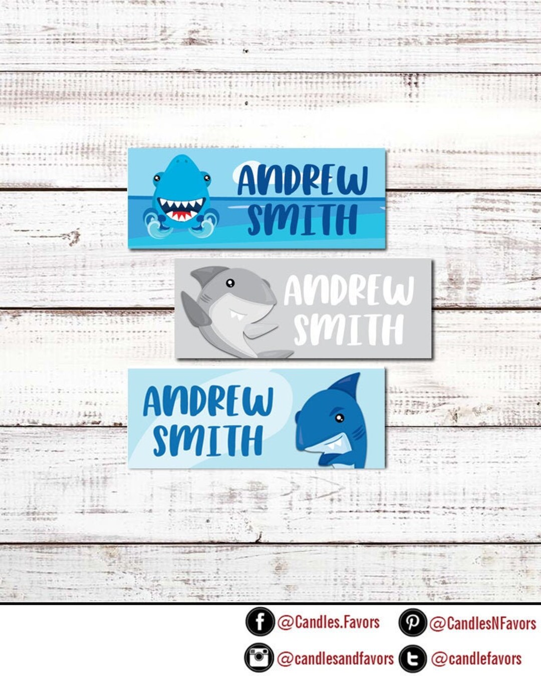 Shark Name Labels 30 Personalized Waterproof Vinyl Stickers - Etsy