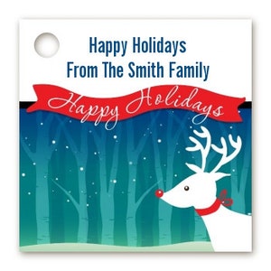 Happy Holidays Reindeer Personalized Square Christmas Card Stock Favor ...