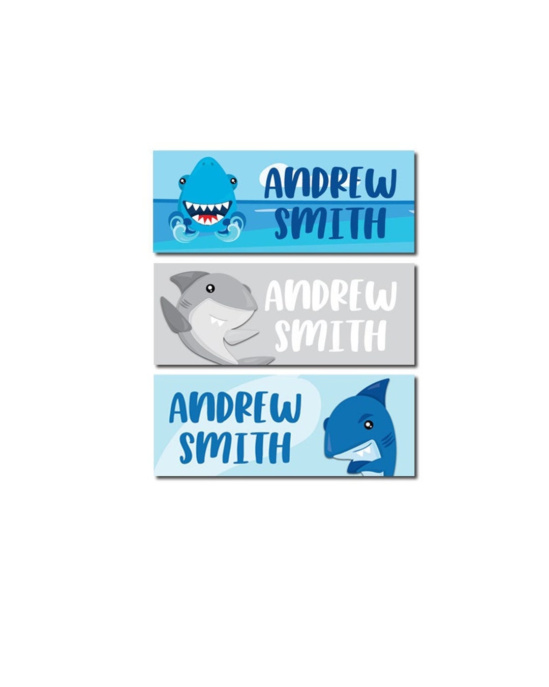 Shark Name Labels, Name Tag Stickers, Waterproof Labels for Kids ...