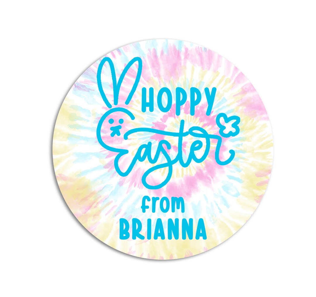 Easter Stickers, HOPPY Easter Tie Dye, Personalized Easter Stickers ...