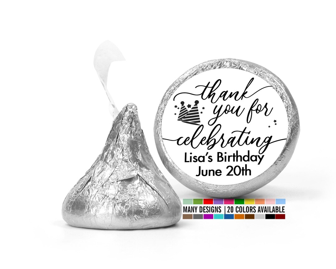 Thank You Birthday Party Favor Stickers, Thank You for Celebrating ...