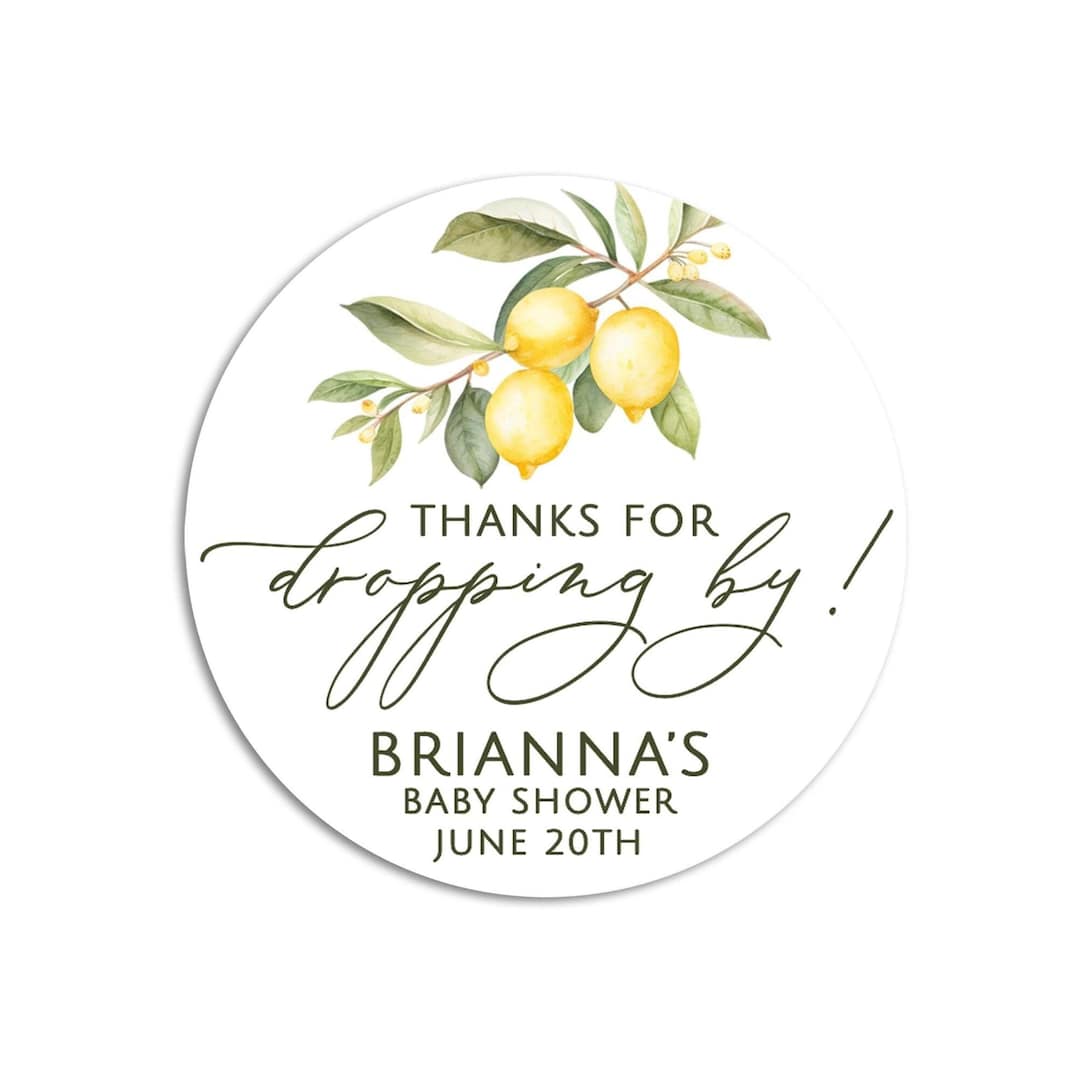 Lemon Drop Favor Sticker, Thanks for Dropping by Baby Shower Favor ...