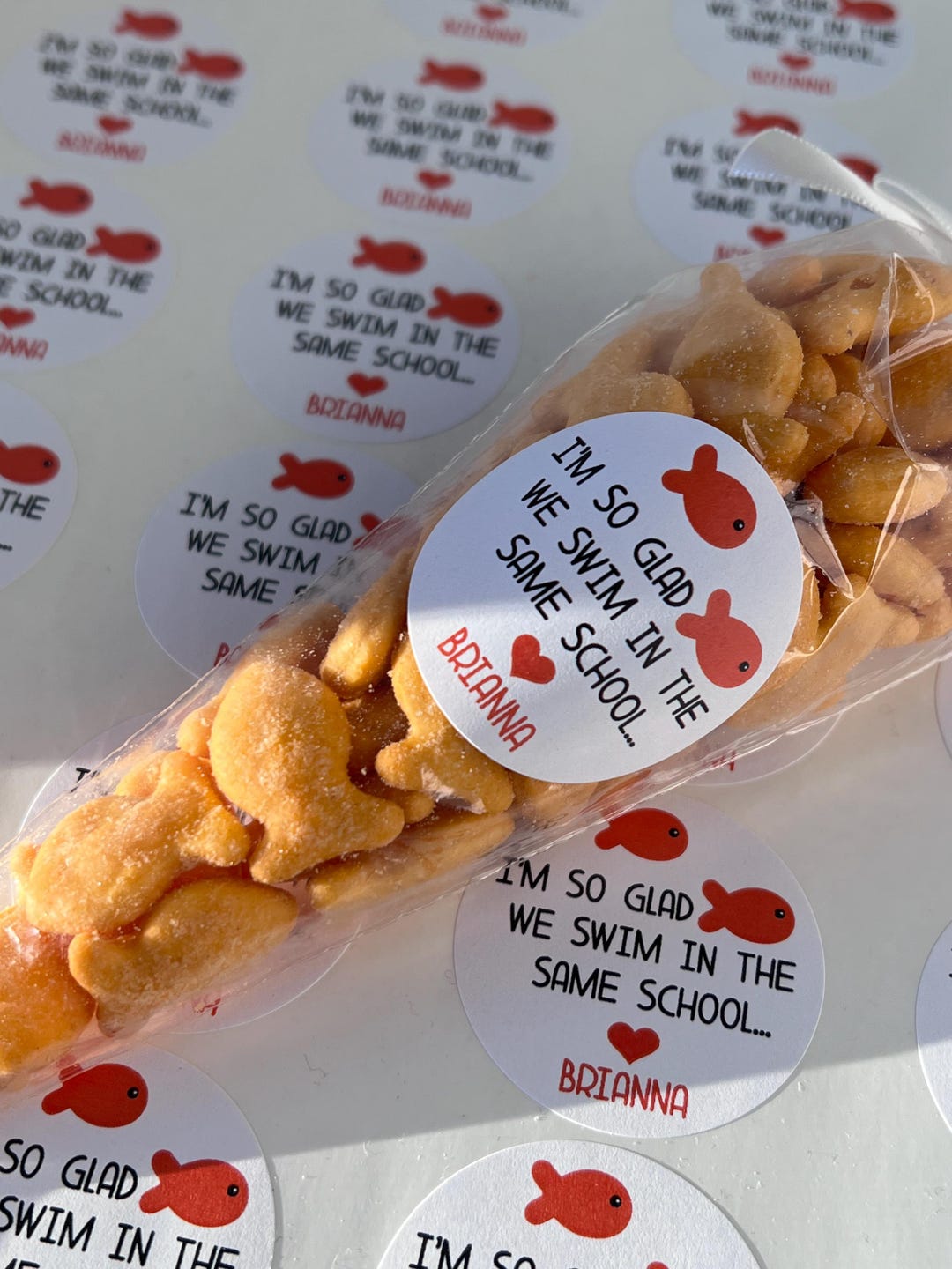 So Glad We Swim in the Same School Goldfish - Personalized Valentine ...