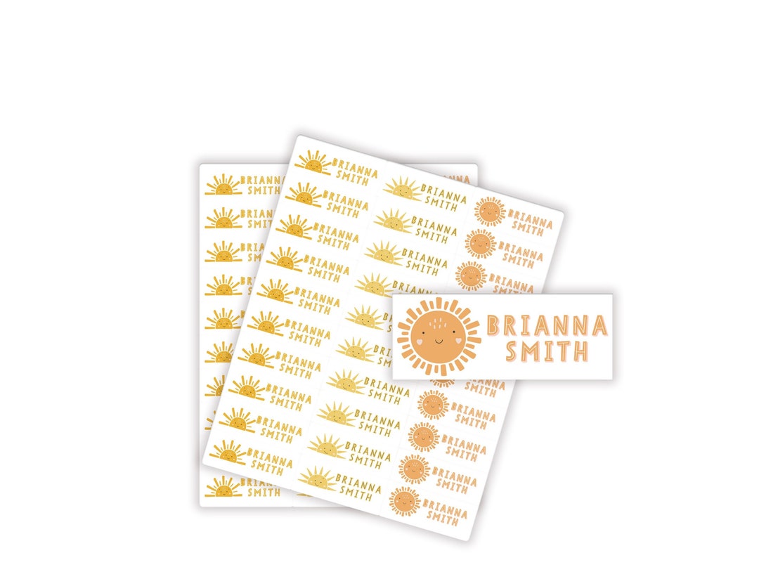 Sunshine Name Labels, Name Tag Stickers, Waterproof Labels for Kids ...
