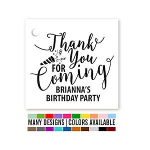 Thank You for Coming - Personalized Birthday Party Square Favor Tags ...