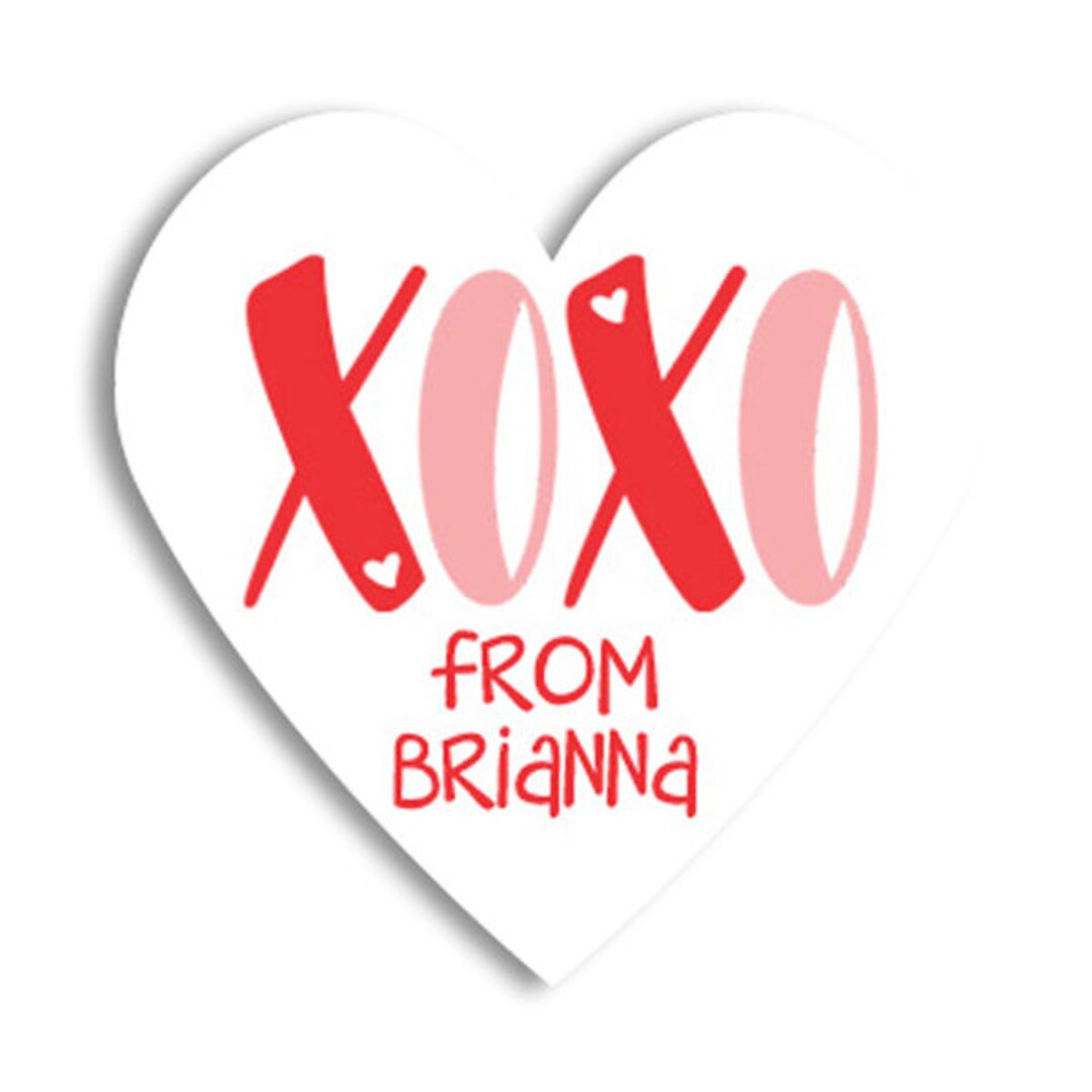 XOXO Happy Valentine's Day Stickers Personalized Heart Shape Valentine ...