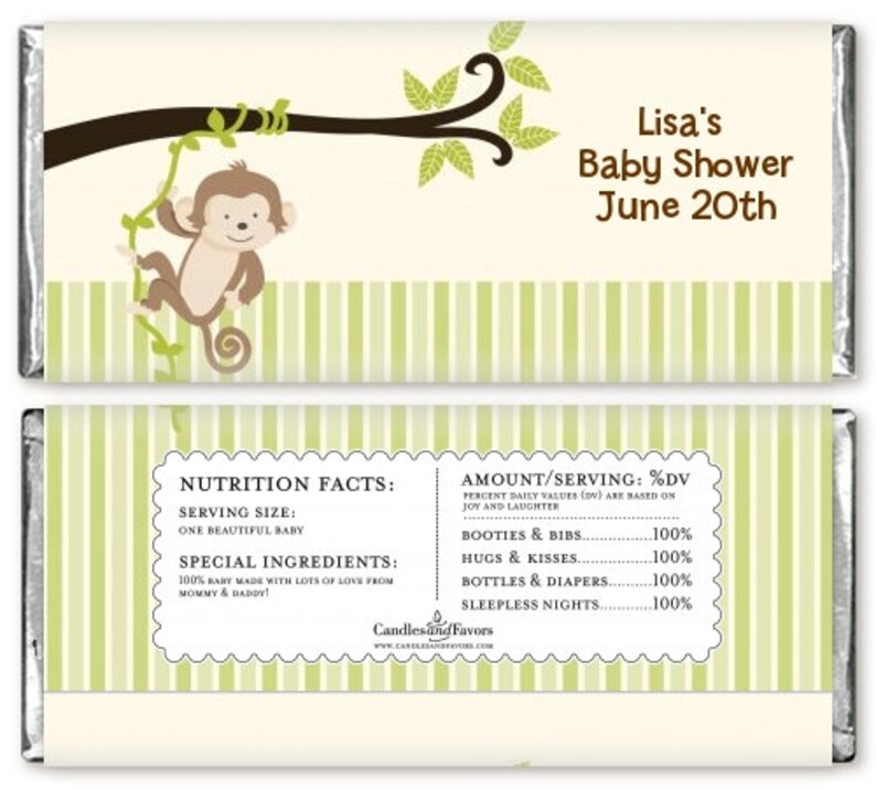 12 Monkey Baby Shower Candy Bar Wrappers Personalized Custom - Etsy