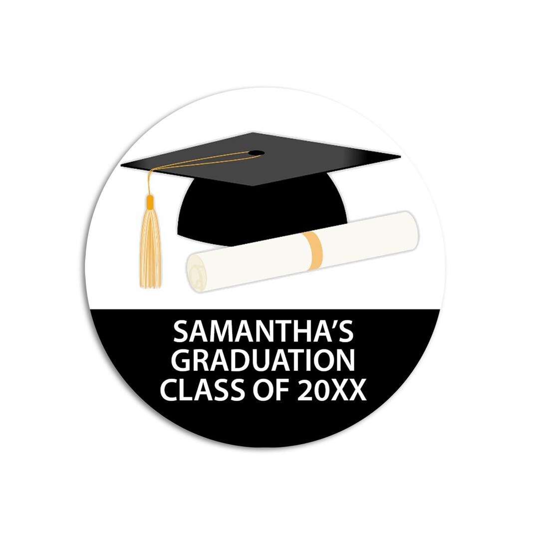 Graduation Cap Diploma Party Sticker, Grad Thank You for Coming ...