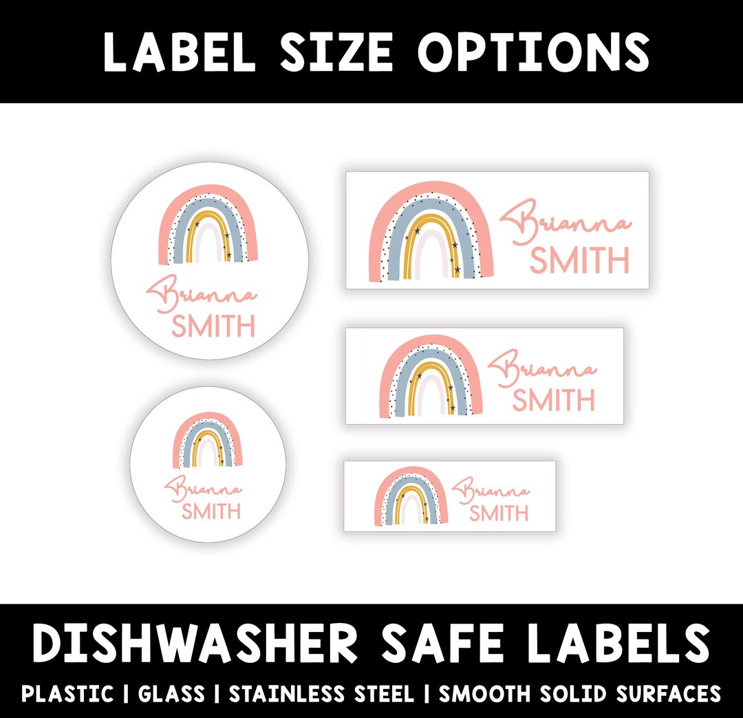Boho Rainbow Name Labels Personalized Waterproof Vinyl - Etsy