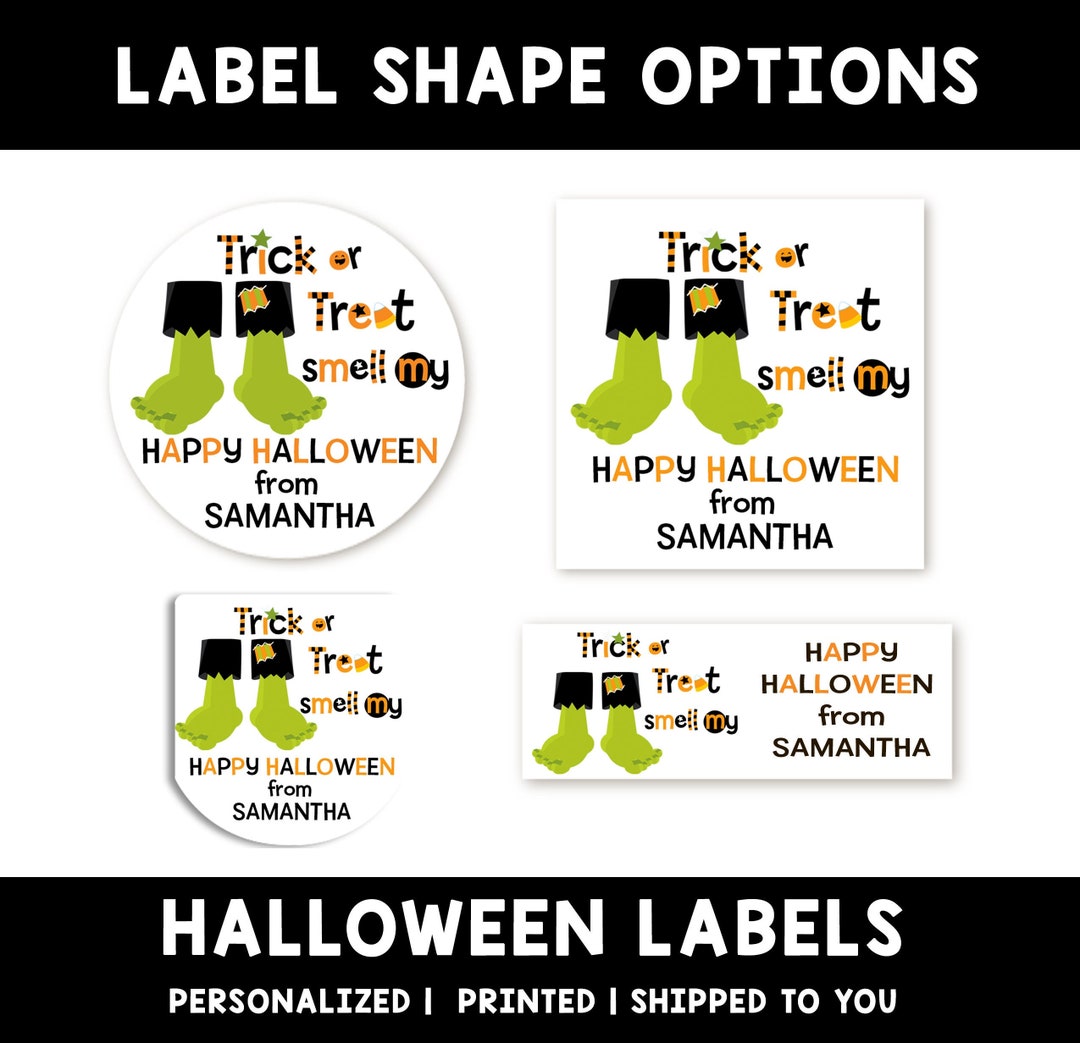 Frankenstein Feet Personalized Halloween Sticker | Custom Halloween ...