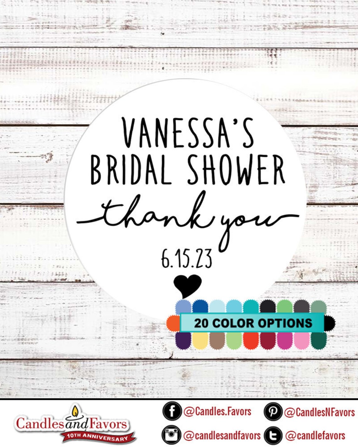 Thank You Personalized Round Bridal Shower Sticker Labels - Etsy