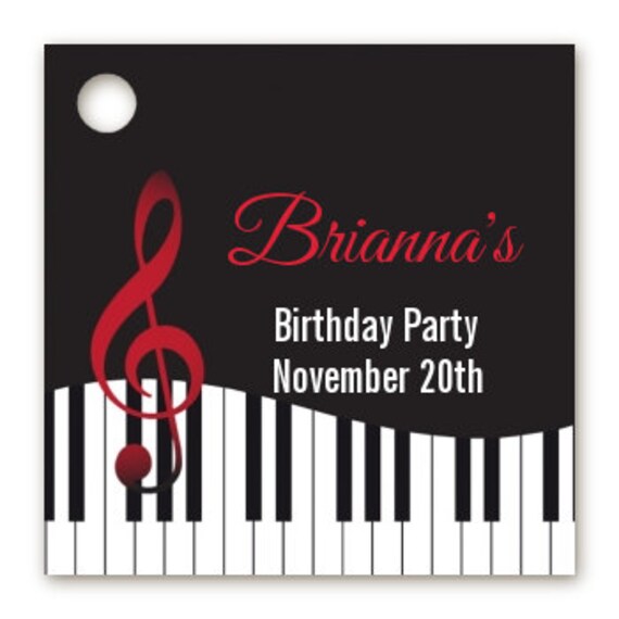 Music Notes Piano - Birthday Party Custom Favor Tags - Set of 20 ...