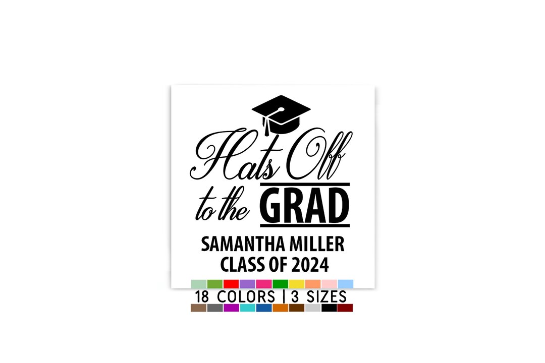 Hats off to the Grad Square Stickers, Personalized Graduation Favor ...
