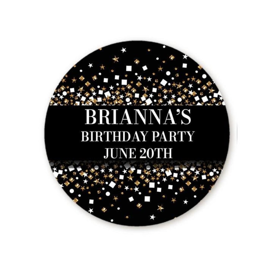 Gold Glitter Round Sticker Labels: Personalized Party Stickers - Etsy