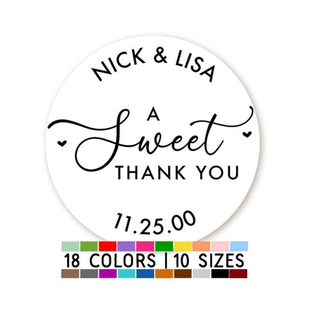 A Sweet Thank You Favor Stickers, Wedding Favor Sticker, Bridal Shower ...