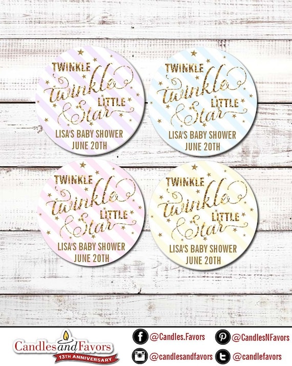 Twinkle Twinkle Little Star Gold Faux Glitter Personalized Round Baby ...
