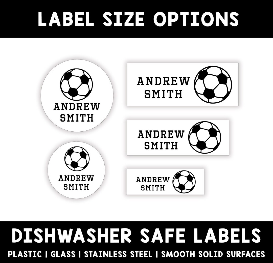 Soccer Name Labels, Kid Name Labels, Name Tag Stickers, Waterproof ...