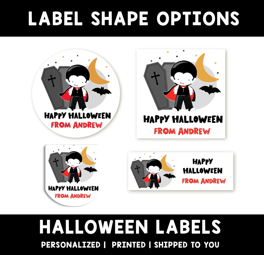 Dracula Personalized Halloween Sticker | Custom Halloween Stickers ...
