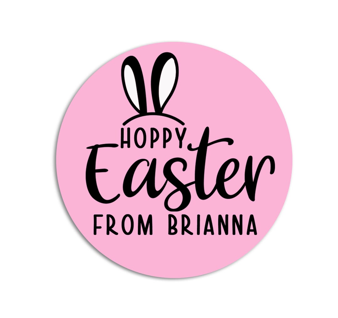 Easter Stickers, HOPPY Easter Pink, Personalized Easter Stickers, Kids ...