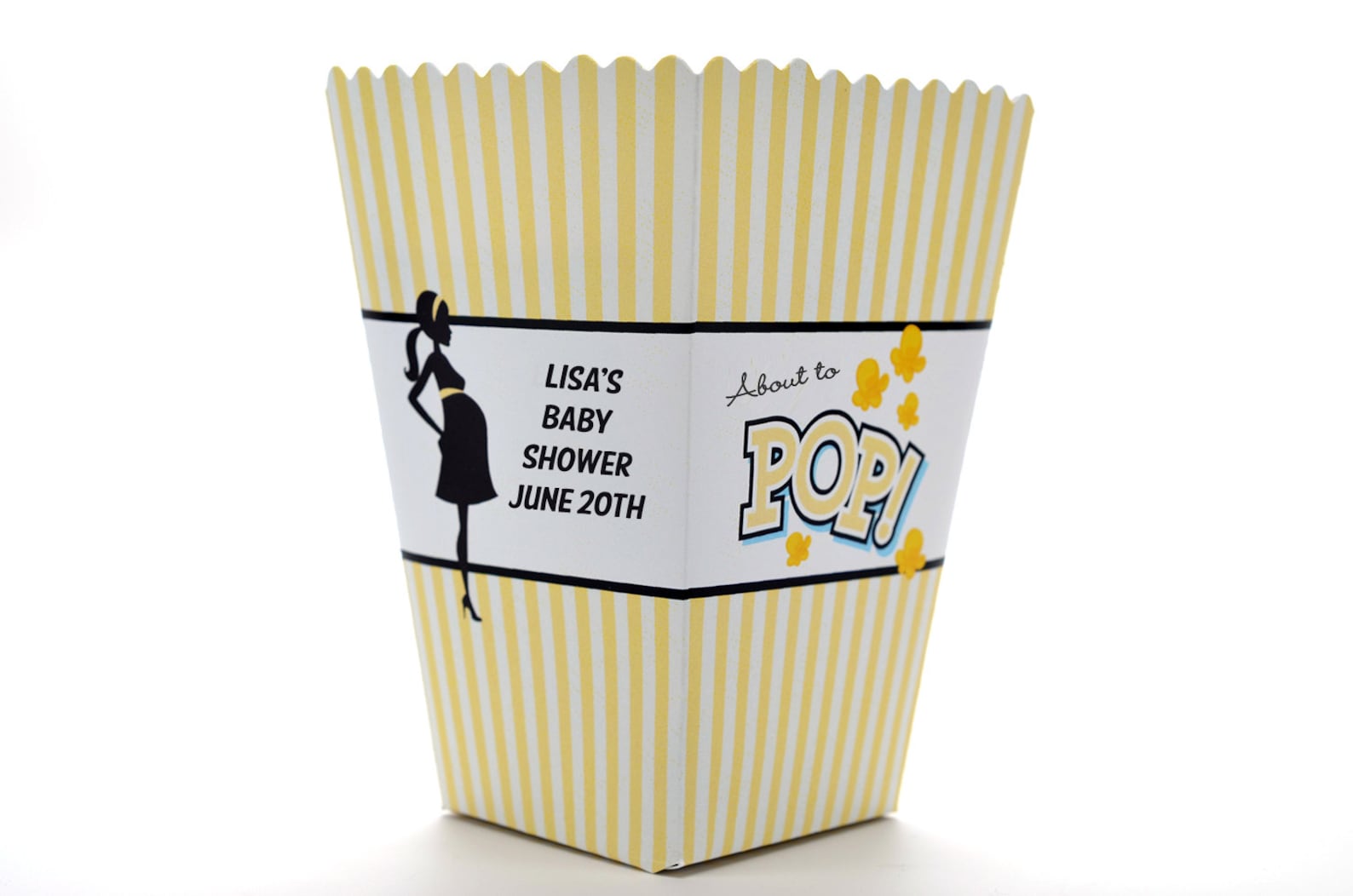 Pale Yellow Ready to Pop - Personalized Baby Shower Popcorn Boxes (set ...
