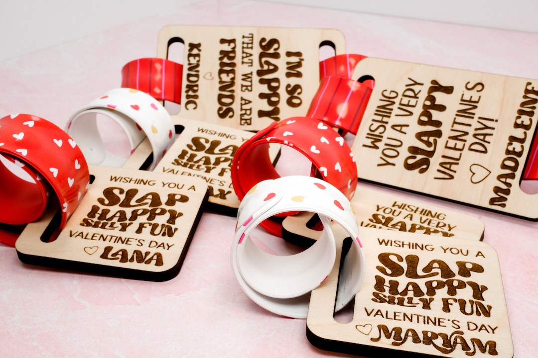 Personalized Class Valentine Slap Bracelet Cards | Candy Free Favors ...