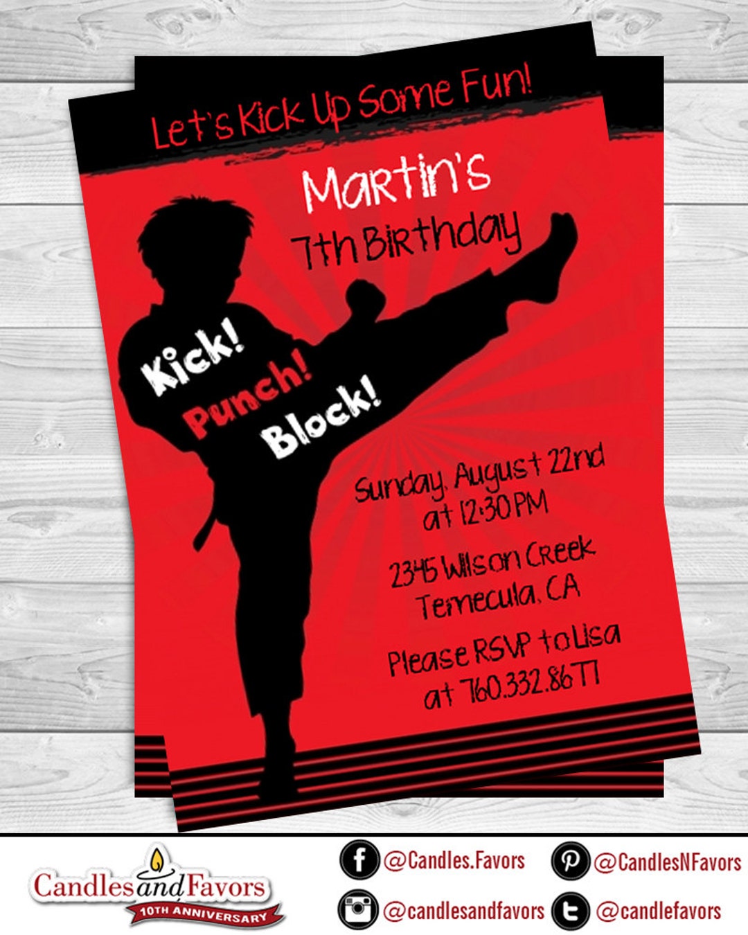 Karate - Printable Birthday Party Invitation - Etsy