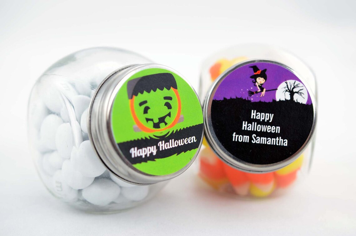 Spider Webs Personalized Round Halloween Sticker Labels | Etsy