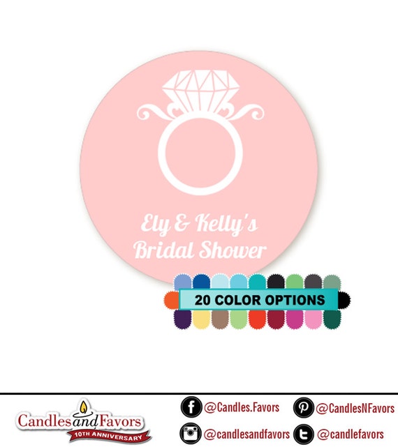 Engagement Ring - Personalized Round Bridal Shower / Wedding Sticker ...