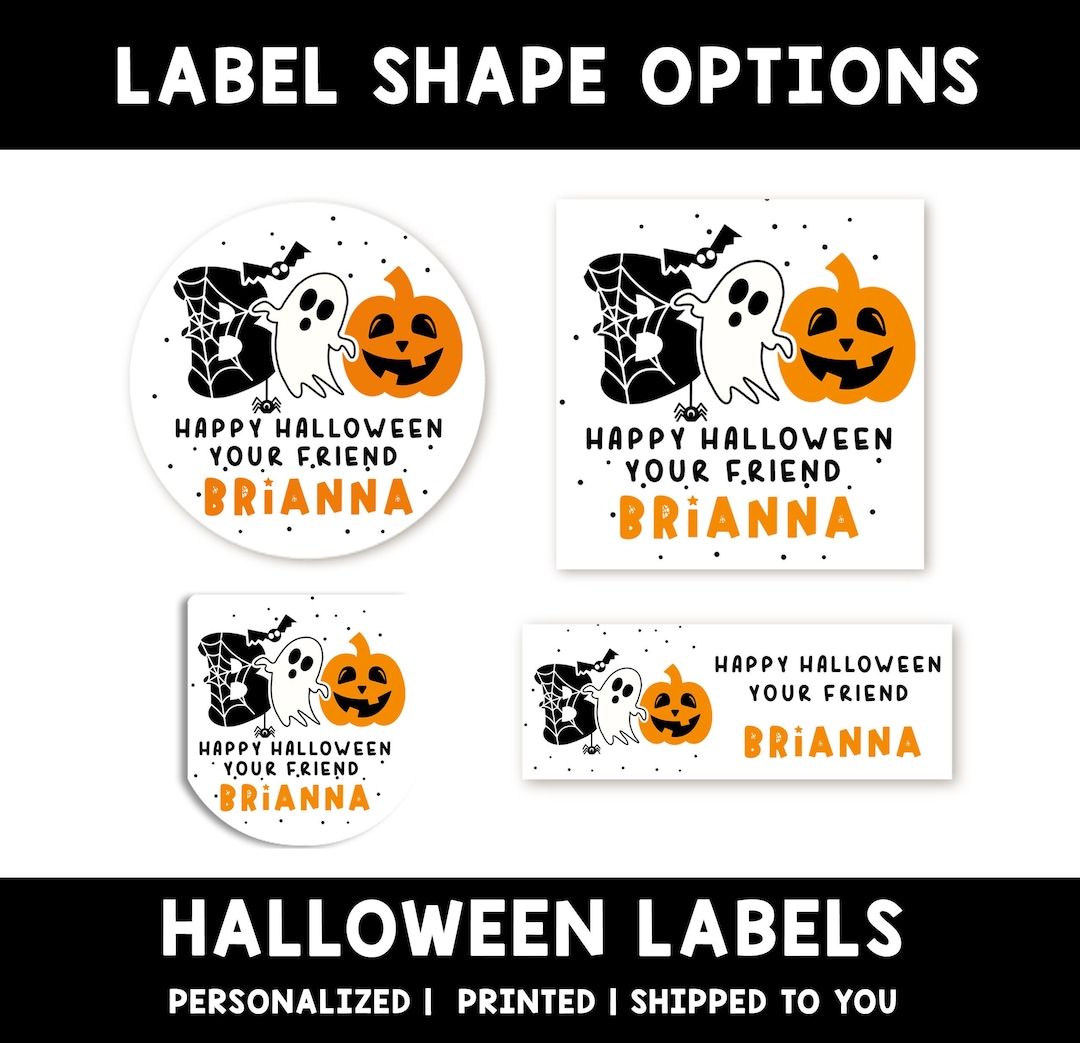 BOO Ghost Pumpkin Personalized Halloween Sticker | Custom Halloween ...