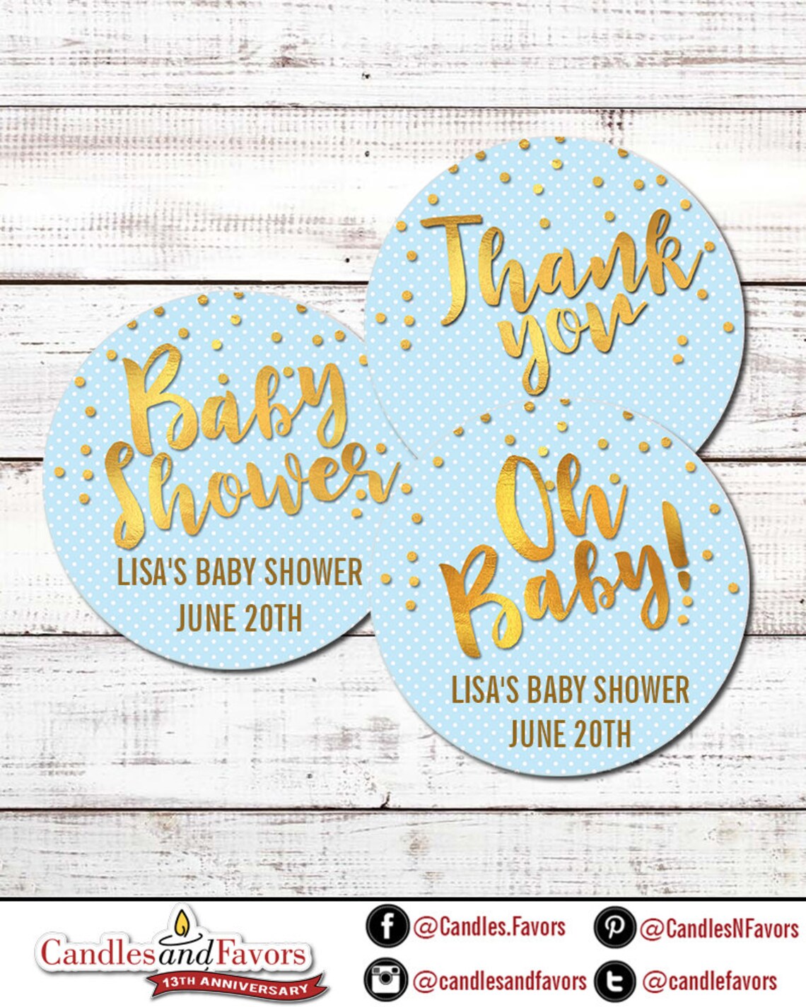 Oh Baby Blue Personalized Round Baby Shower Sticker Labels - Etsy