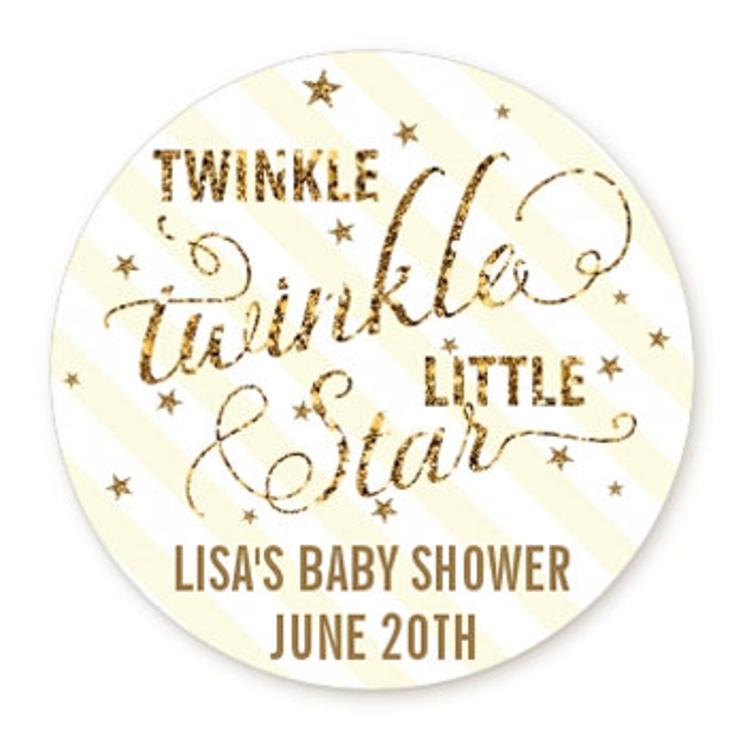 Twinkle Twinkle Little Star Gold Faux Glitter Personalized Round Baby ...