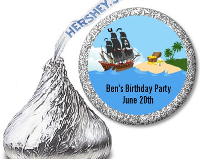 Personalized Pirate Theme Birthday Party Favor Hershey Kiss Stickers ...