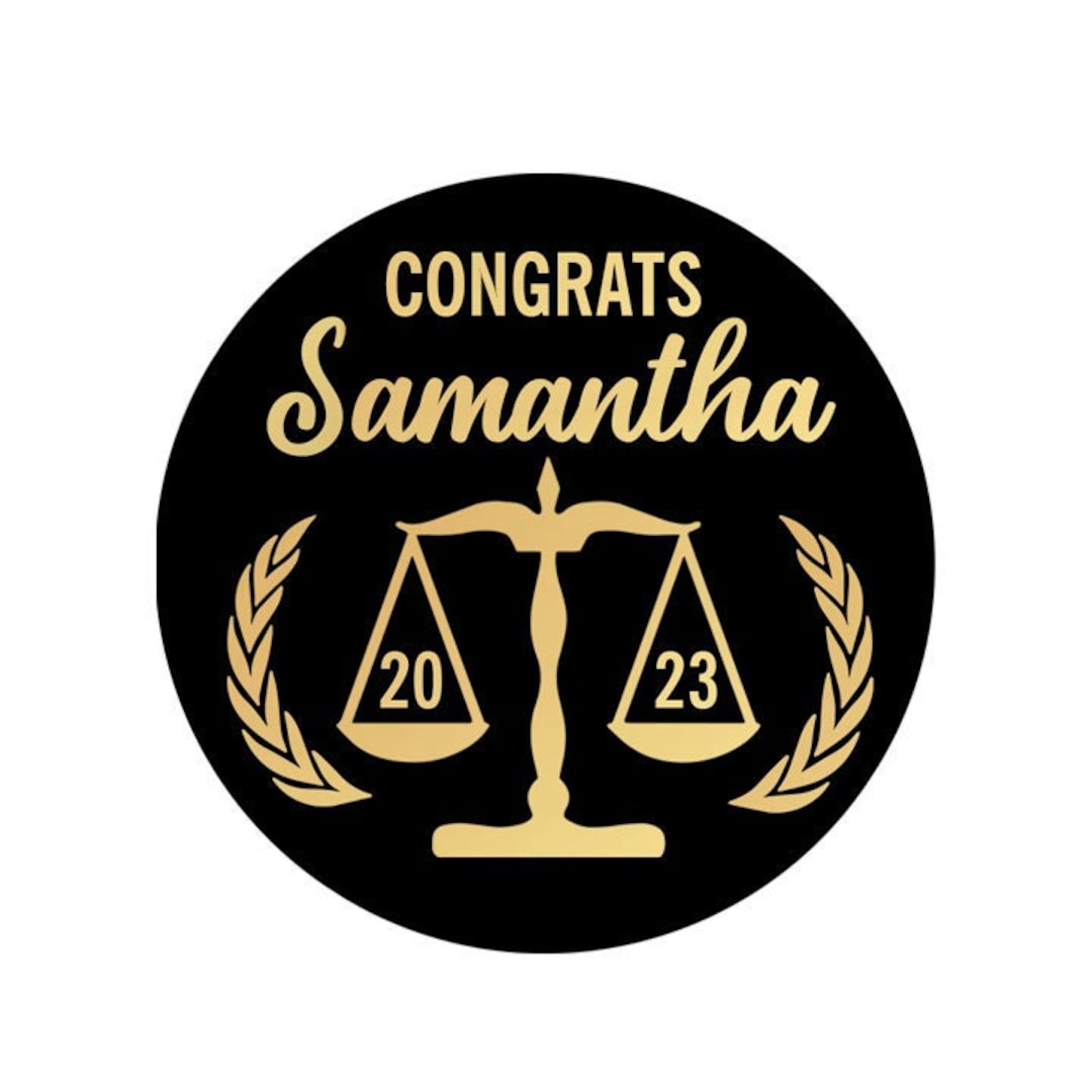 Graduation Favor Stickers Law Degree Black & Gold Foil Law School ...