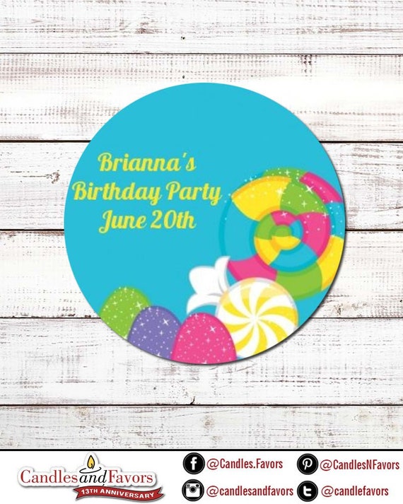 Candy Land - Personalized Round Birthday Party Sticker Labels - by ...