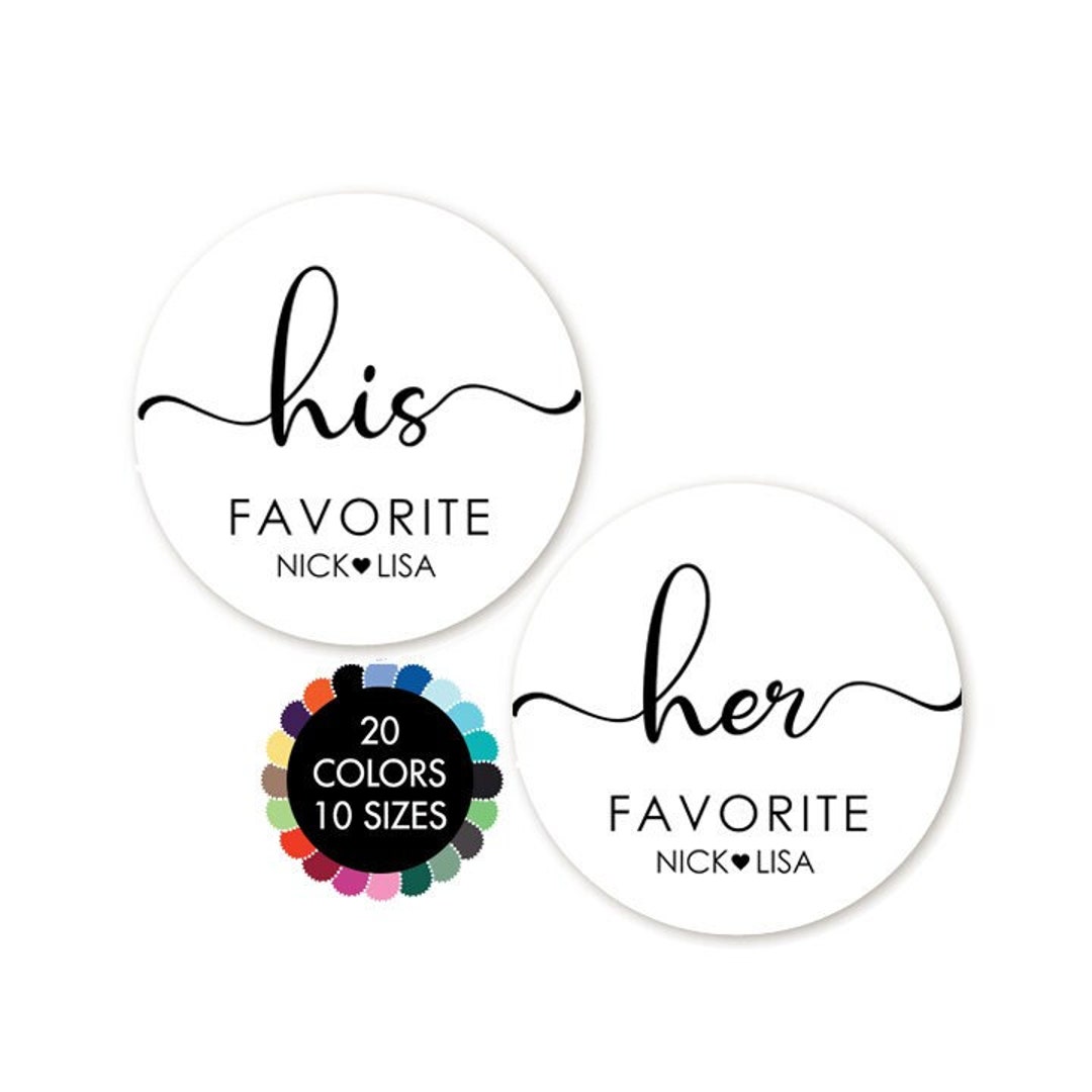 His and Her Favorite Stickers, Personalized Wedding Candy Favors, Thank ...